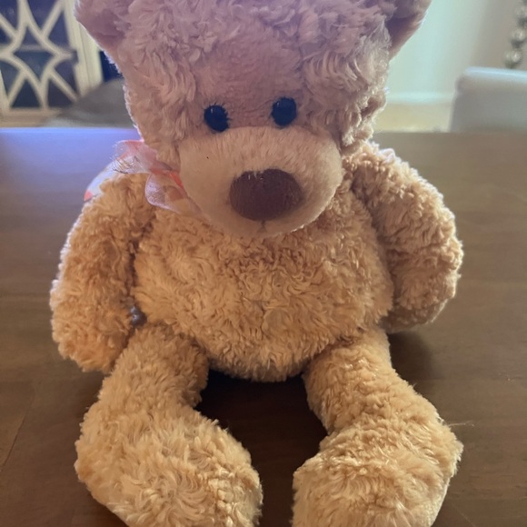Gund | Toys | Gund Tan Teddy Bear With Pink Bow | Poshmark